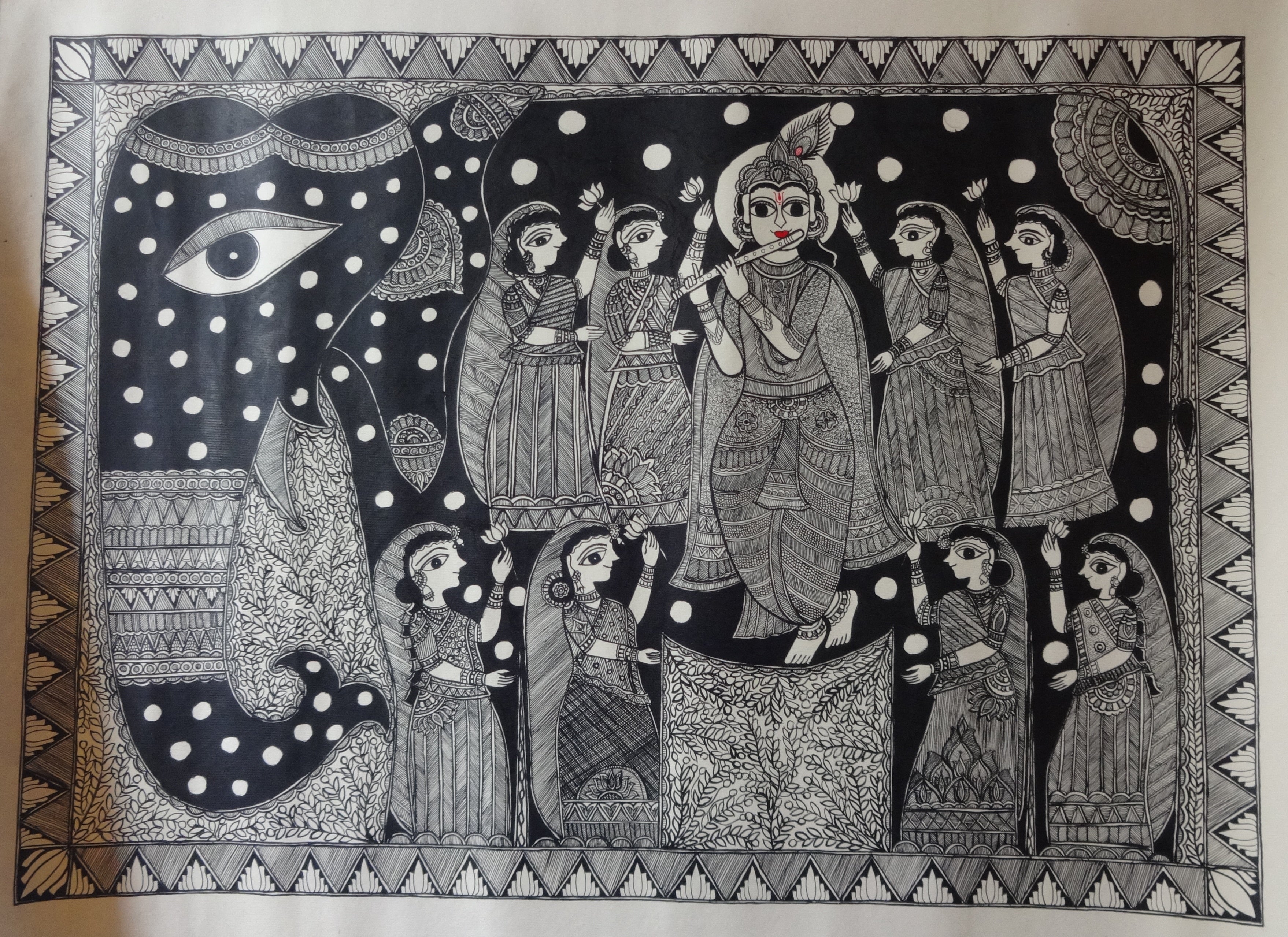 Navarathan Hathi in Madhubani Painting – Hunar Hatti